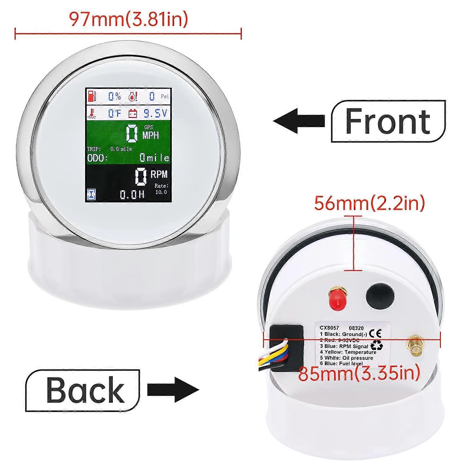 6 in 1 85mm GPS Speedometer Car Tachometer Fuel Level Water Temp Oil ...