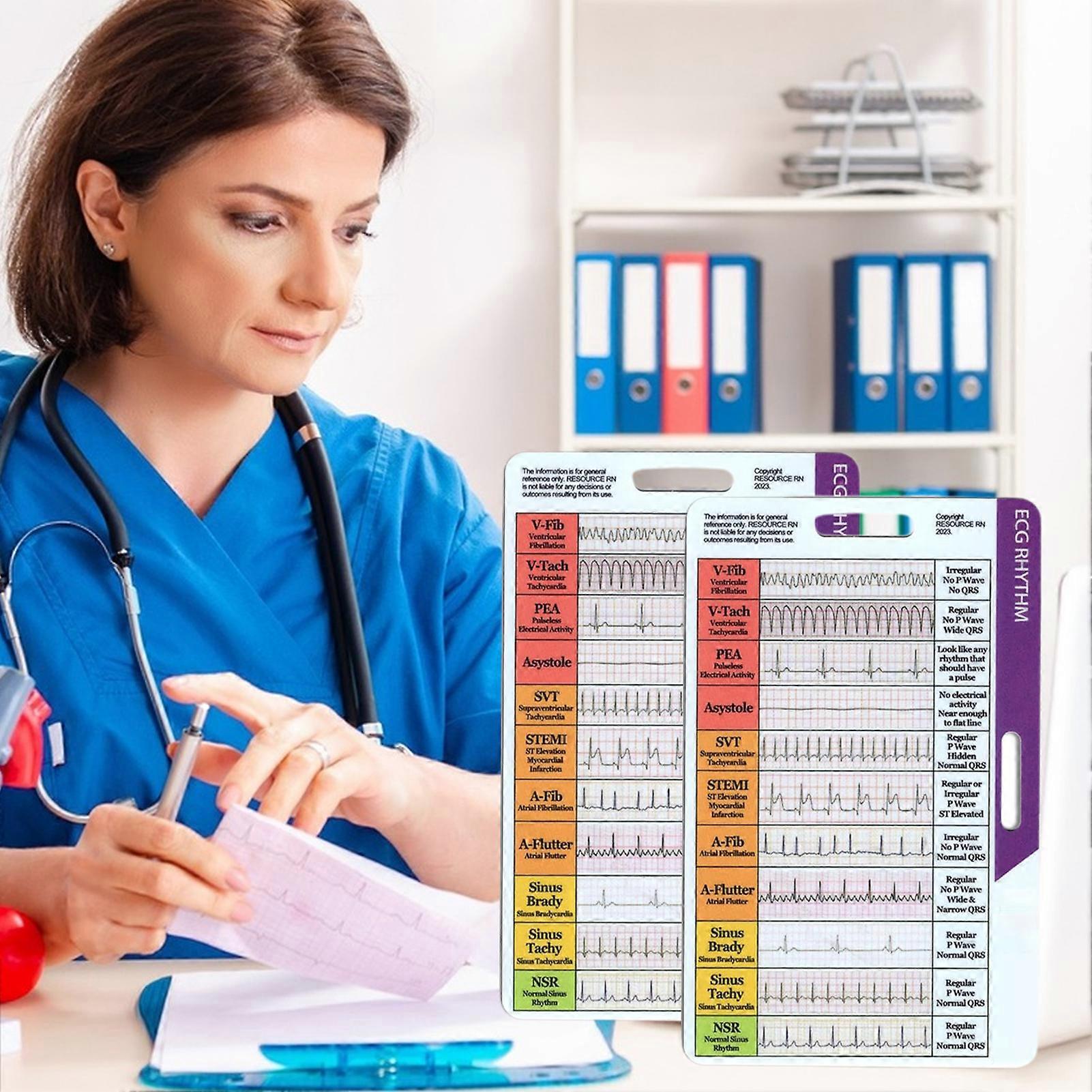 ECG/EKG Rhythm Pocket Card, Double Sided Design EKG Rhythm ...