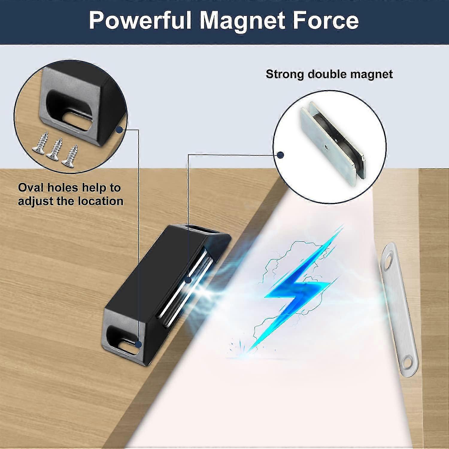 Magnetic Door Catch 4 Pack Cupboard Door Magnets Adhesive Cabinet Door Magnetic Catches Heavy ...