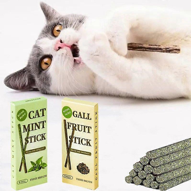 6 Sticks Natural Cat Mint Sticks Cat Catnip Chews Toys Pet Molar Sticks ...