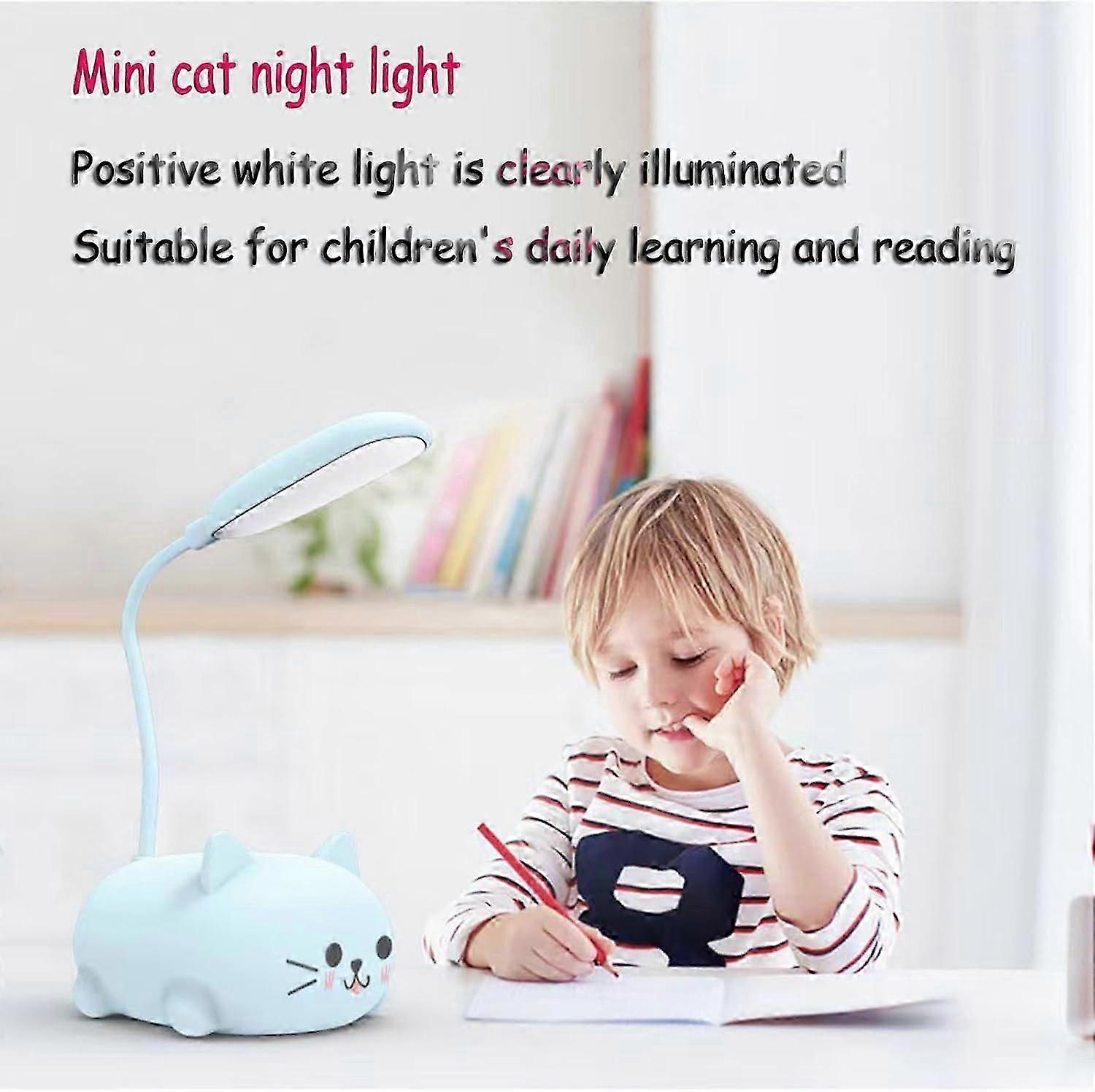 LED Desk Lamp for Kids, Cute Cat Lamp USB Rechargeable Reading Light ...