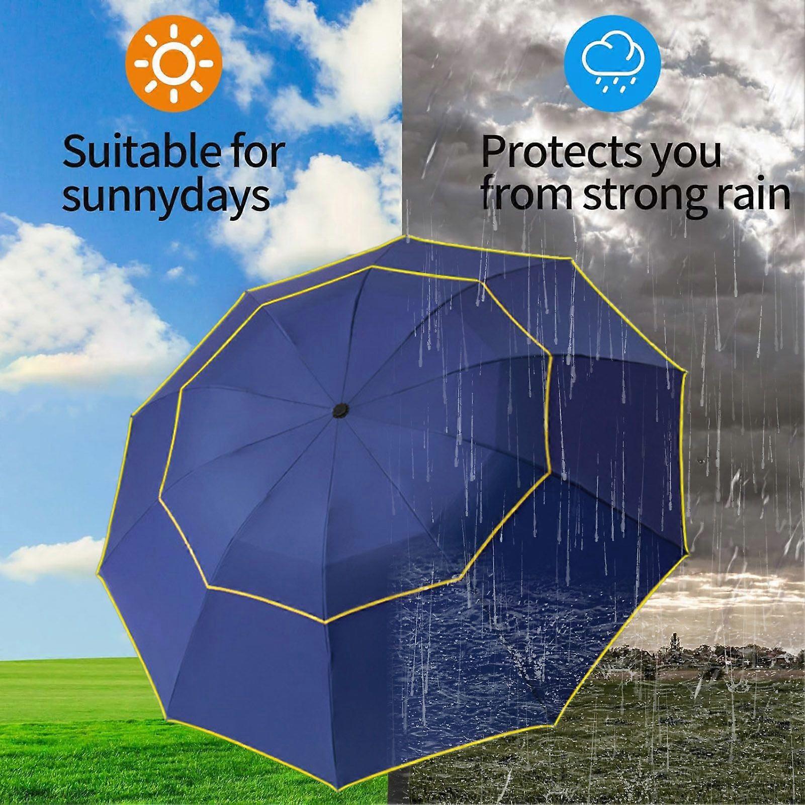 Extra Large Folding Umbrella Double Canopy Sun Blocking UV Protection ...