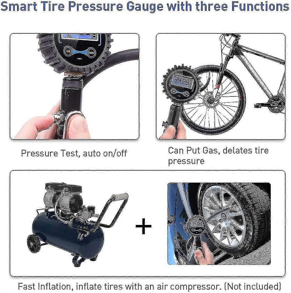 Digital Tyre Pressure Gauge 250 PSI with Air Pump Gun, Precision ...