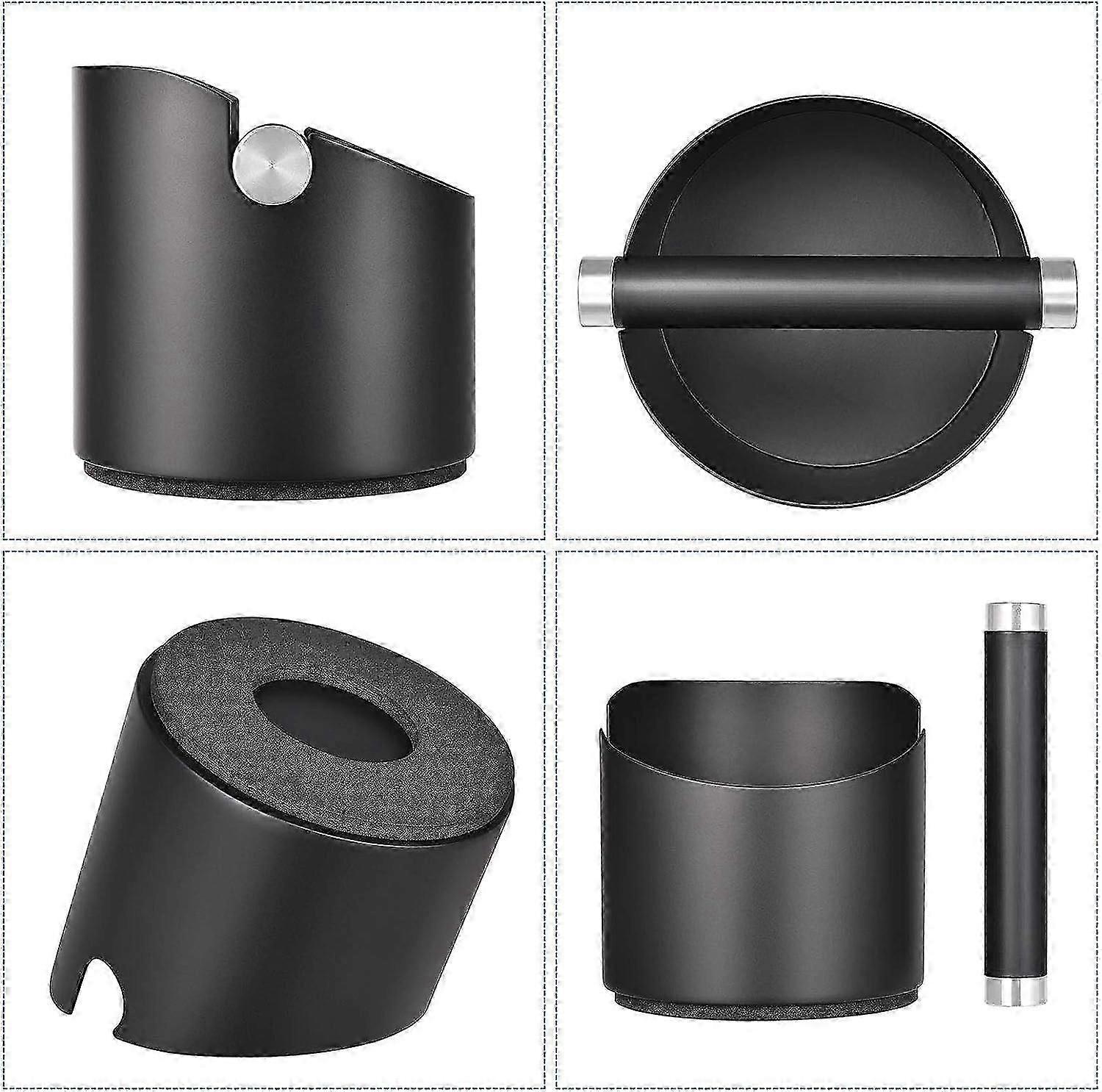 Coffee Knock Box - Black Espresso Knock Box with Removable Bar and Non ...