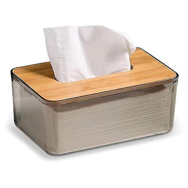 Facial Tissue Dispenser Box With Bamboo Lid, Modern Minimalist Design ...