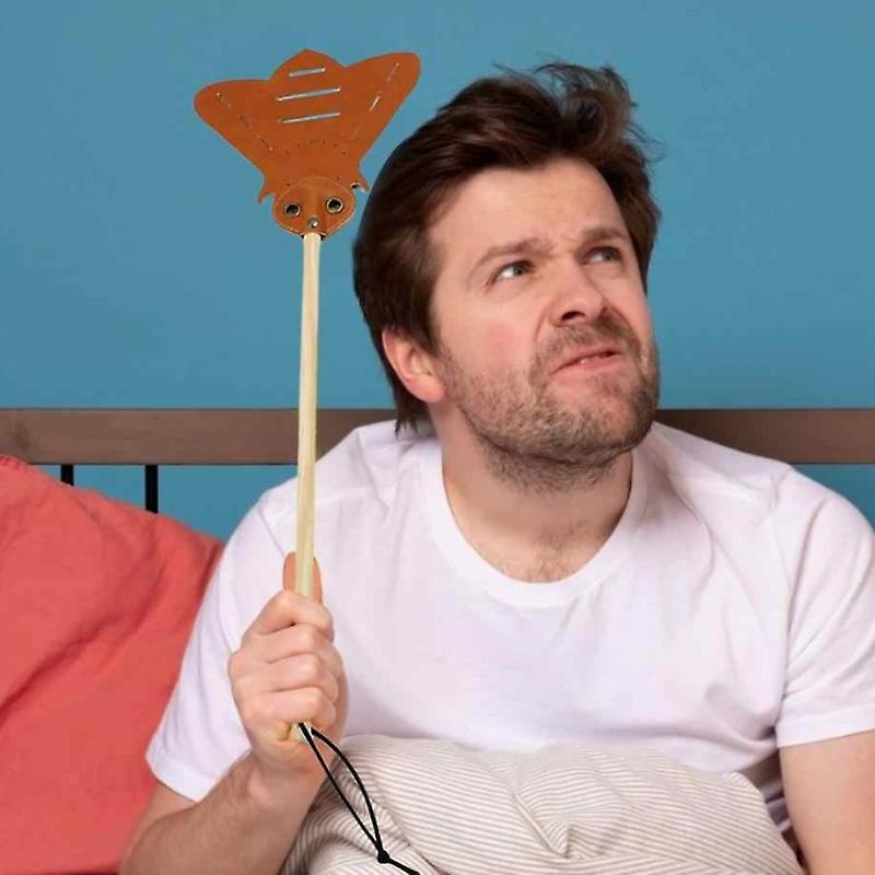 Leather Fly Swatter, Leather Mosquito Slap Fly Swatter with Wooden ...