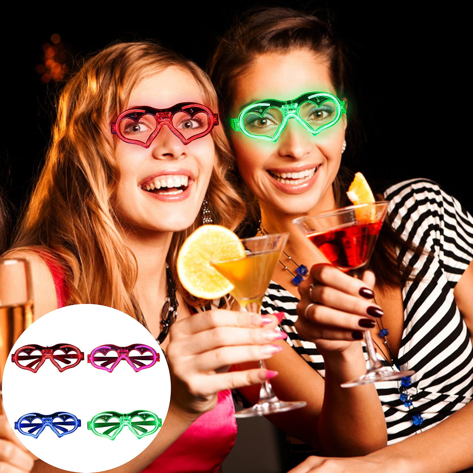 Luminous Glasses Eye-catching Heart-Shaped LED Glasses 3 Modes Glowing ...