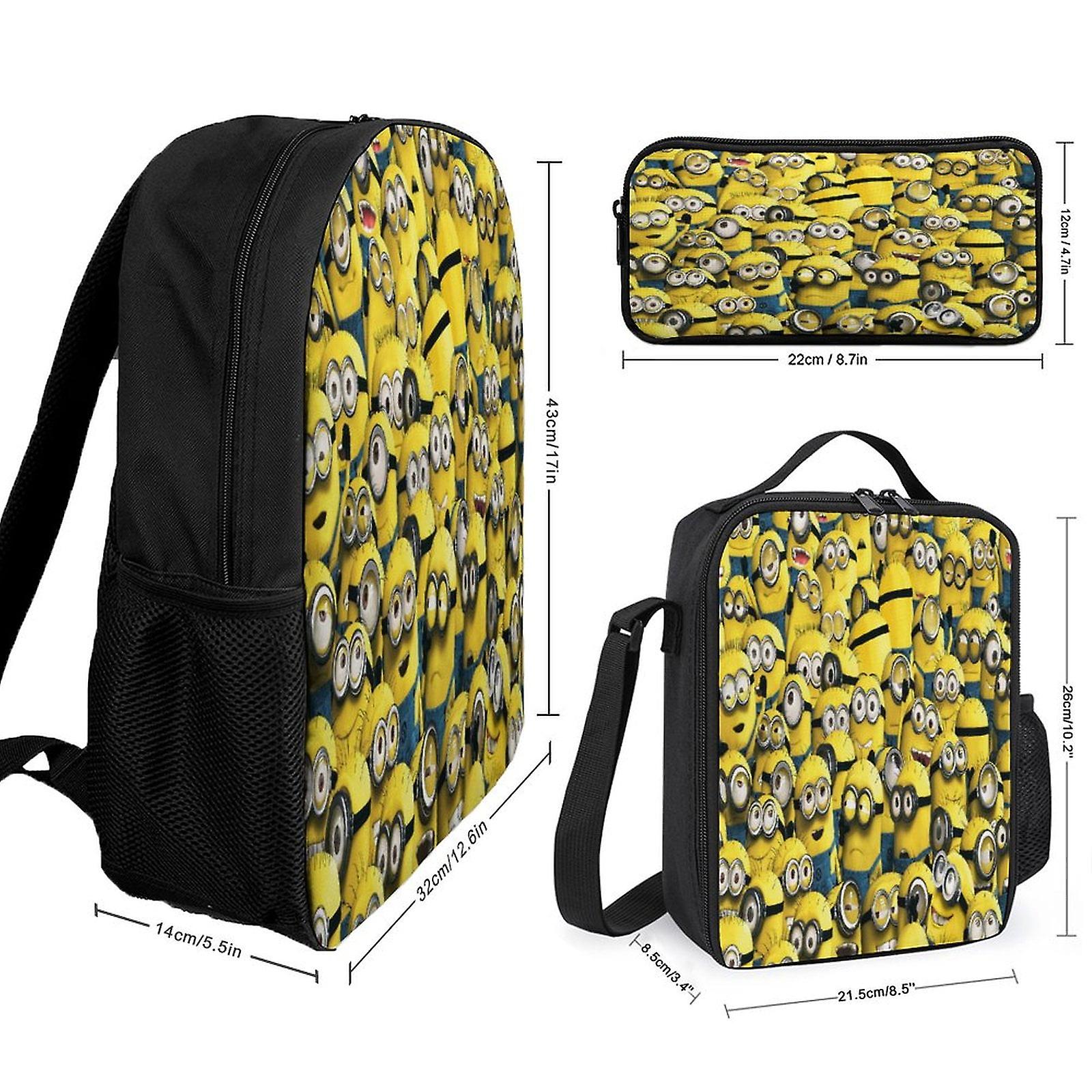 Minions Backpack Set Cartoon Backpacks with Pencil Case & Lunch Bag ...