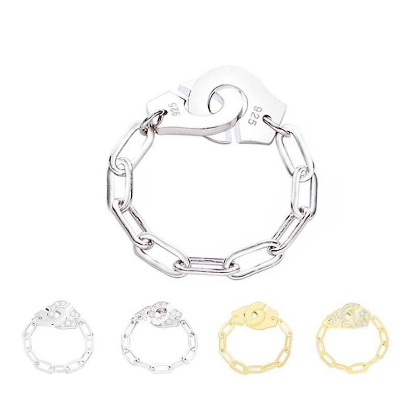 Sterling Silver Handcuff Ring White Paper Clip Chain | Fruugo UK