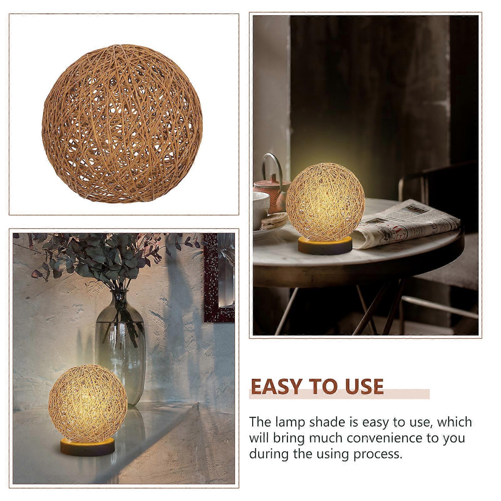 Rattan Woven Lampshade Ball Shape Ceiling Light Cover Table Light Cover ...
