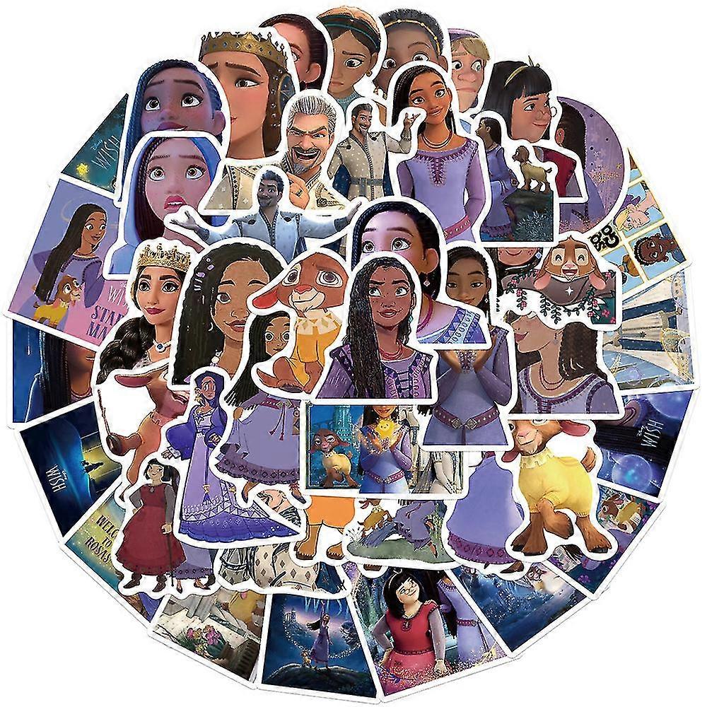 Disney Wish Stickers, 50 Pack Cute Cartoon Decals Notebook Water Bottle ...