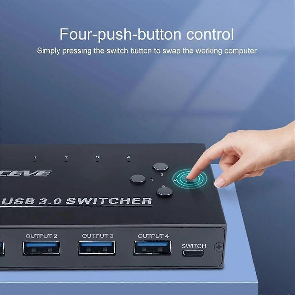 USB 3.0 Switcher KM Switch Selector 4 Computer Laptop PC Desktops Hub ...
