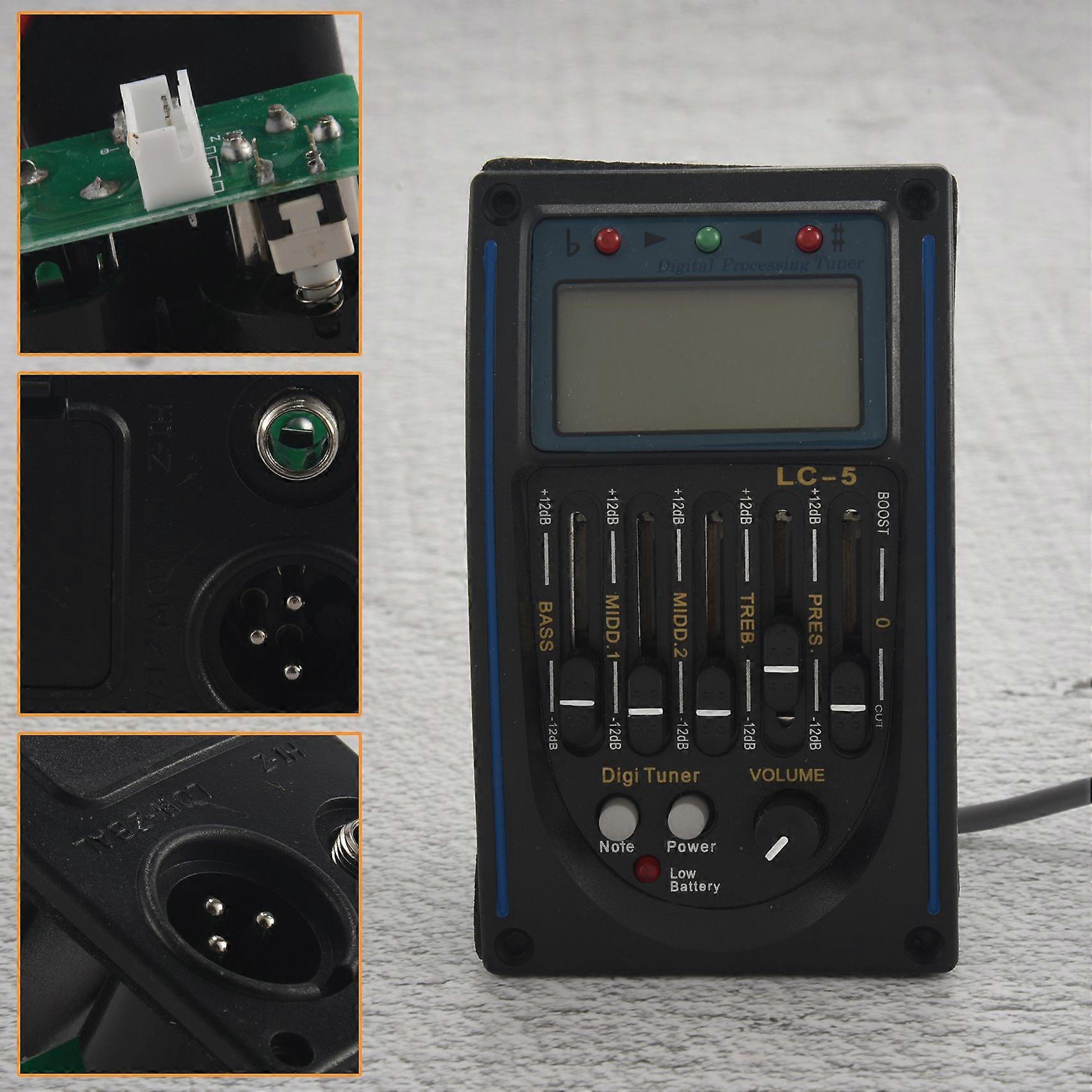 5 Band EQ Equalizer Pickup, Acoustic Guitar Preamplifier Tuner with LCD ...