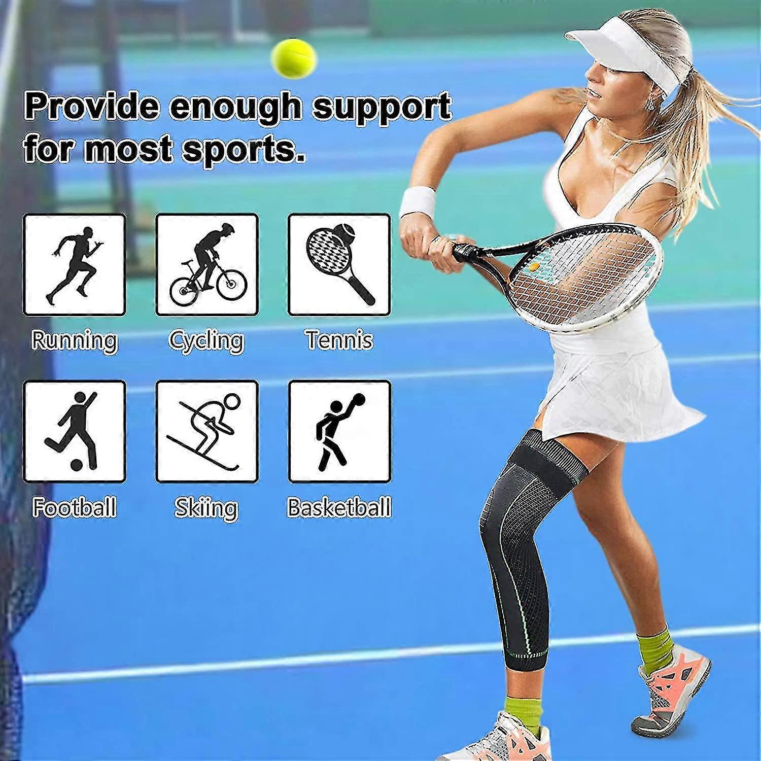 1 Pair Compression Leg Sleeves With Elastic Straps For Basketball ...