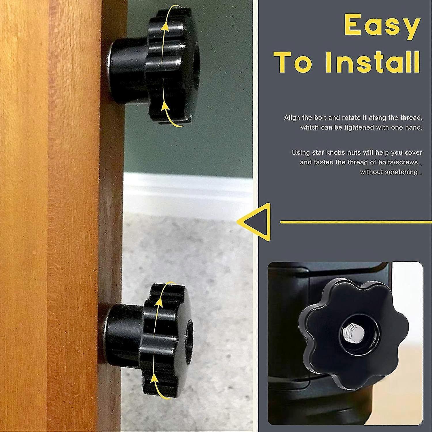 15pcs M6 Star Knob Clamping Handle Nut Through Hole Set Brass Female ...