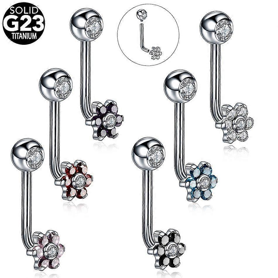 1pc Titanium Christina Vertical Hood Piercings Flower Lip Rings Opal ...