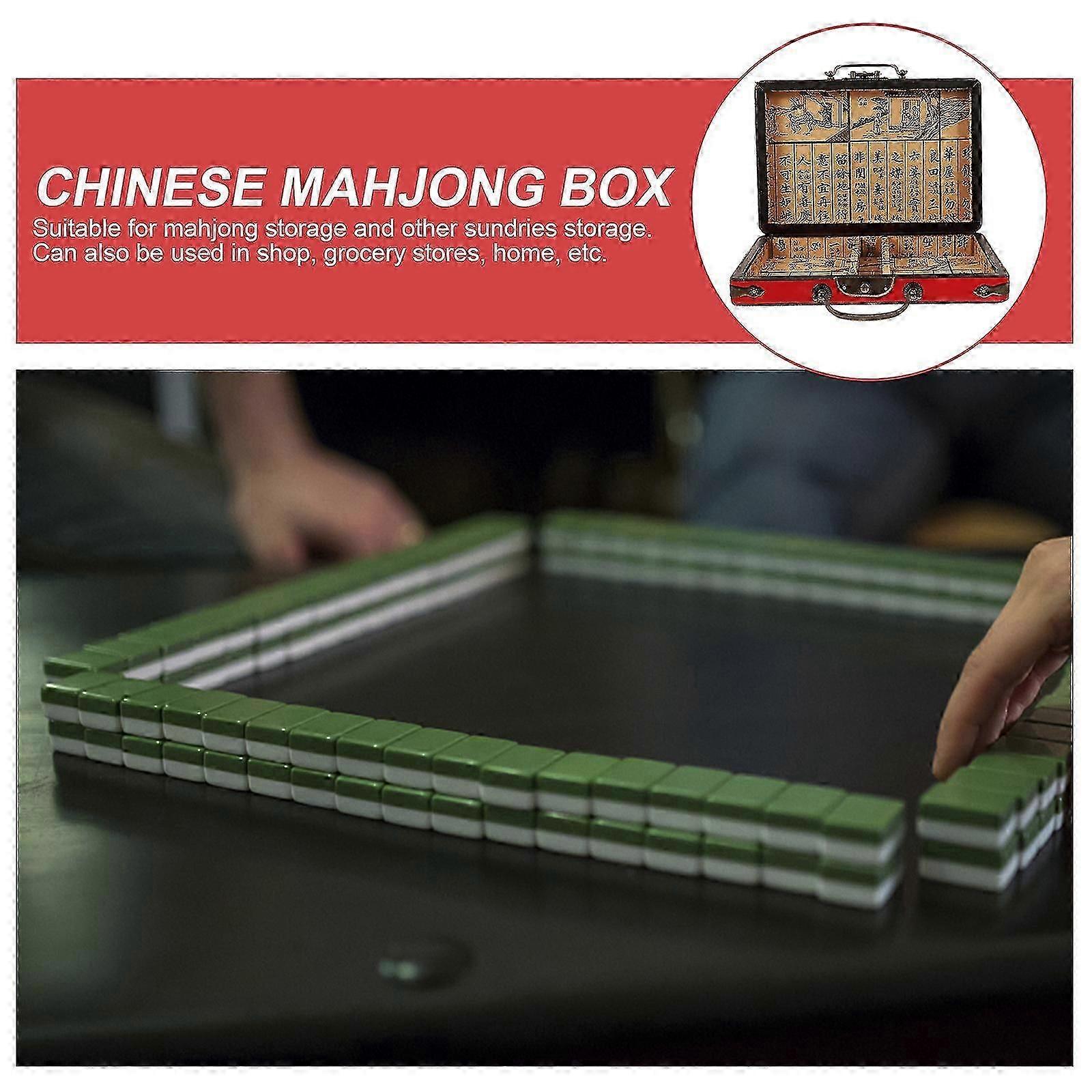 Chinese Mahjong Box Traditional Mahjong Tiles Storage Box Empty ...