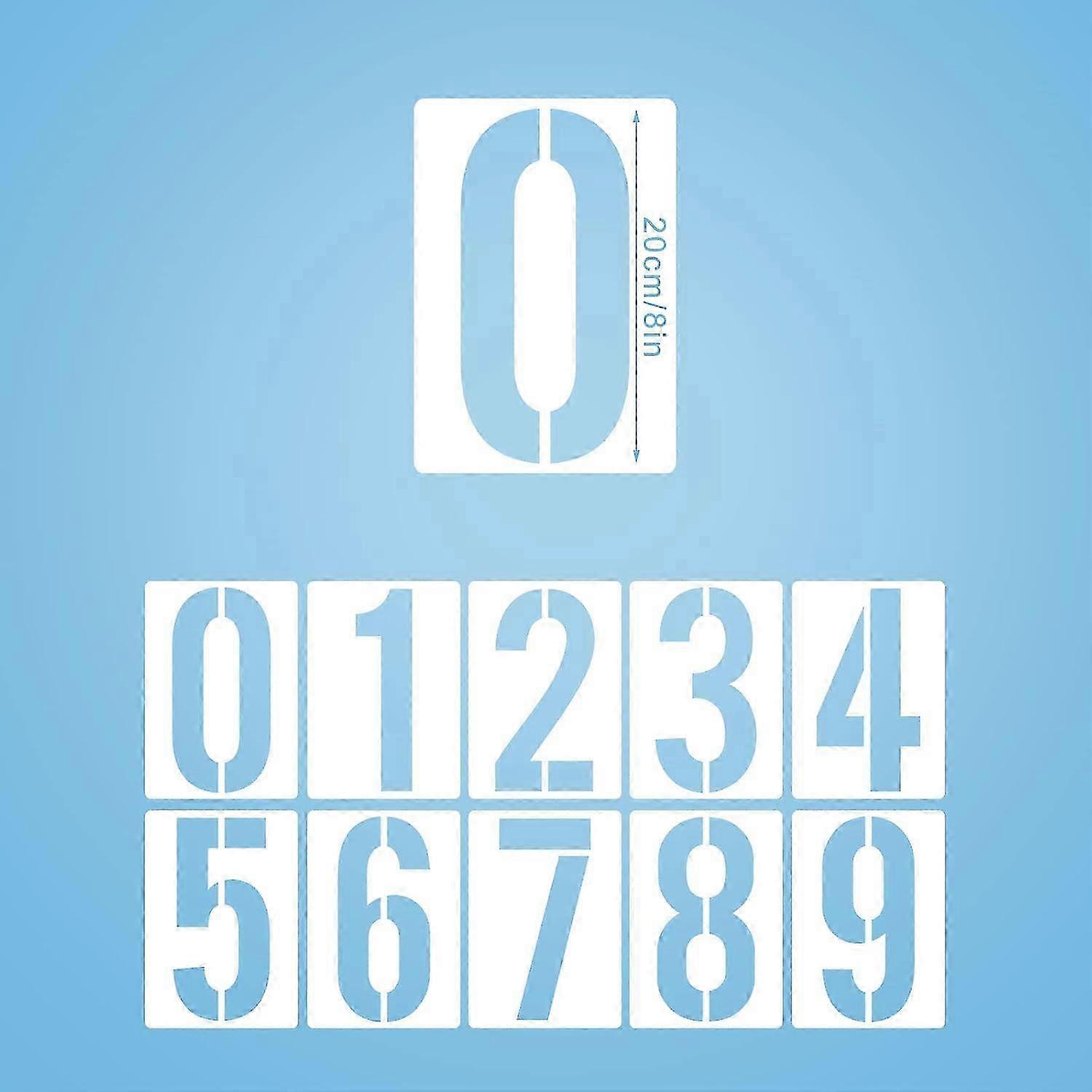 20cm (8) Large Number Stencils, 0 to 9 Number Template Plastic Reusable ...