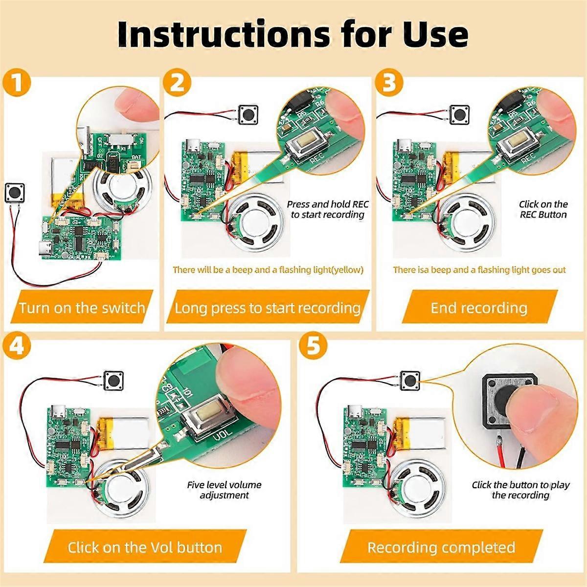 Programmable Sound Recorder Module - DIY Music Voice Recording Module Chip with Speaker, Can ...