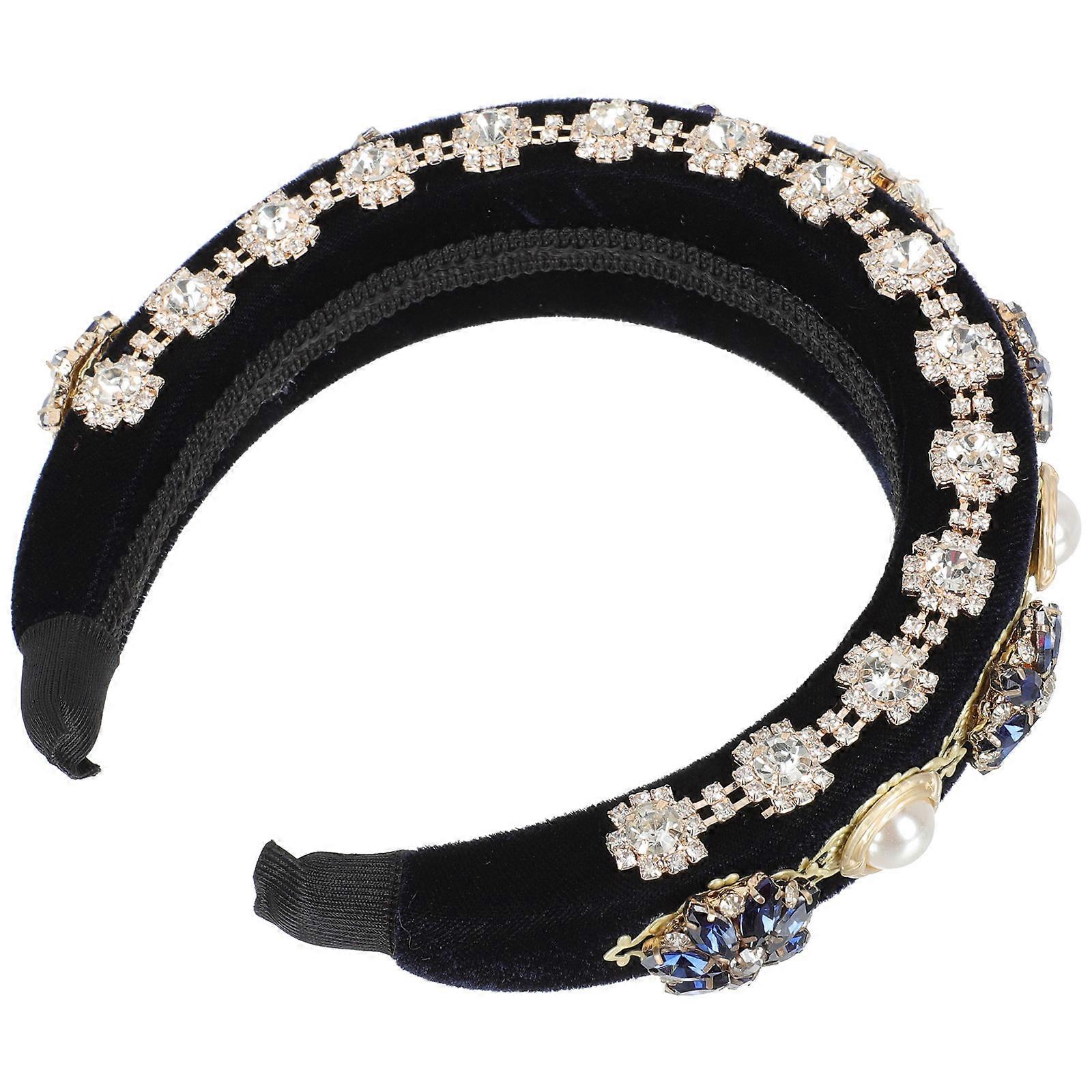 Women Hair Tying Hairband Baroque Style Elegant Head Hoops Blue 15 5x15 ...