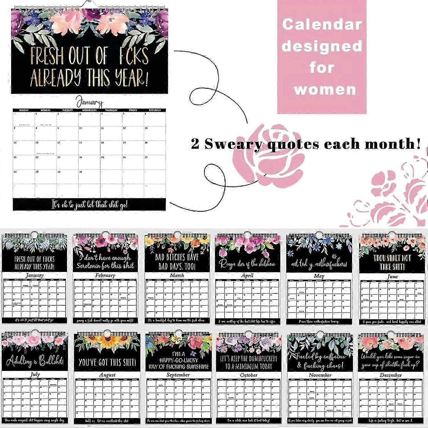 2026 Calendar for Tired Women, Calendar 2026 Wall Planner, Funny ...