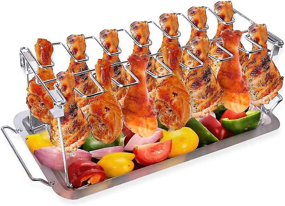Foldable Stainless Steel Barbecue Chicken Leg Rack ,with Space For 14 ...