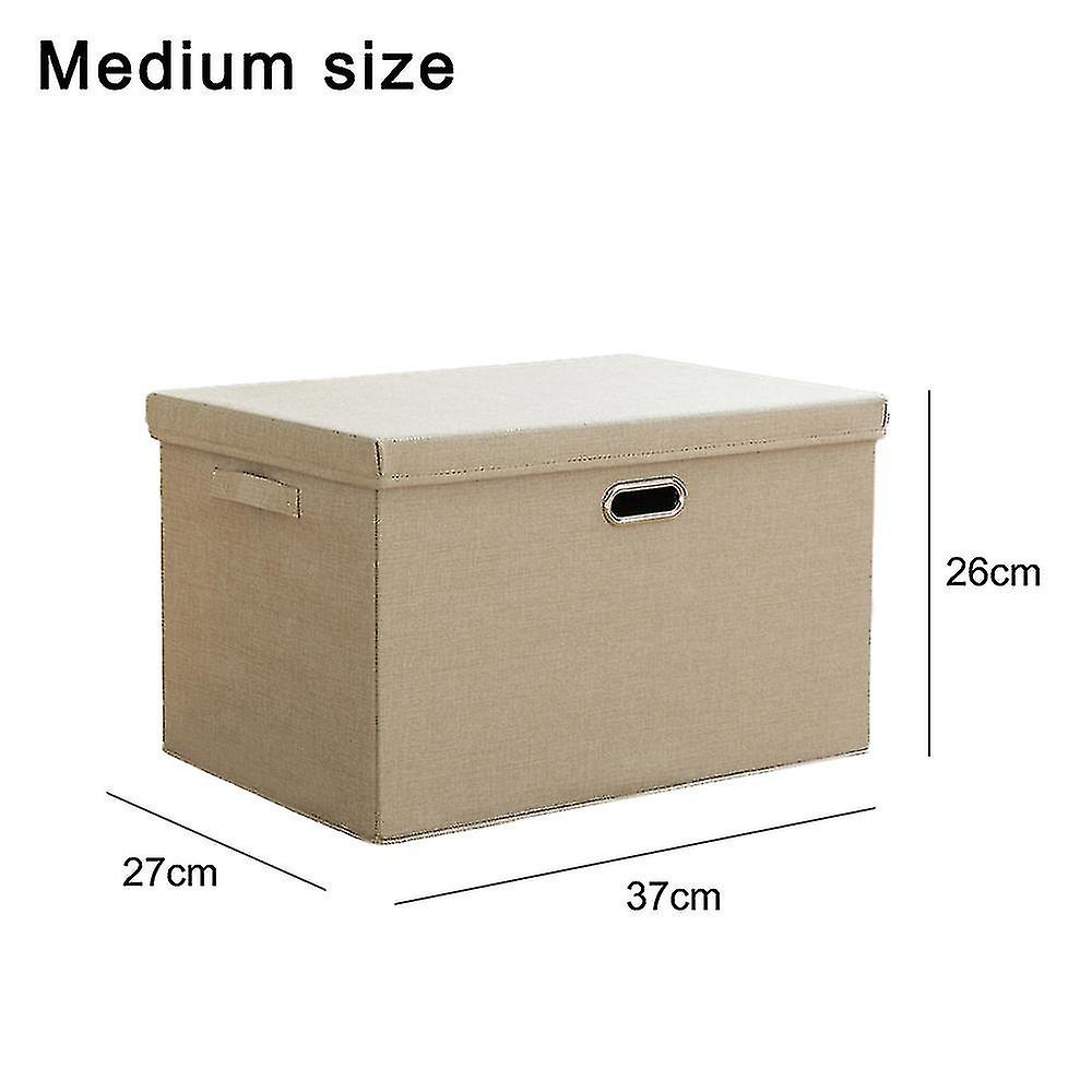 Linen Fa Stora Bin With Lid Foldable Stora Box Izer Stora Basket ...