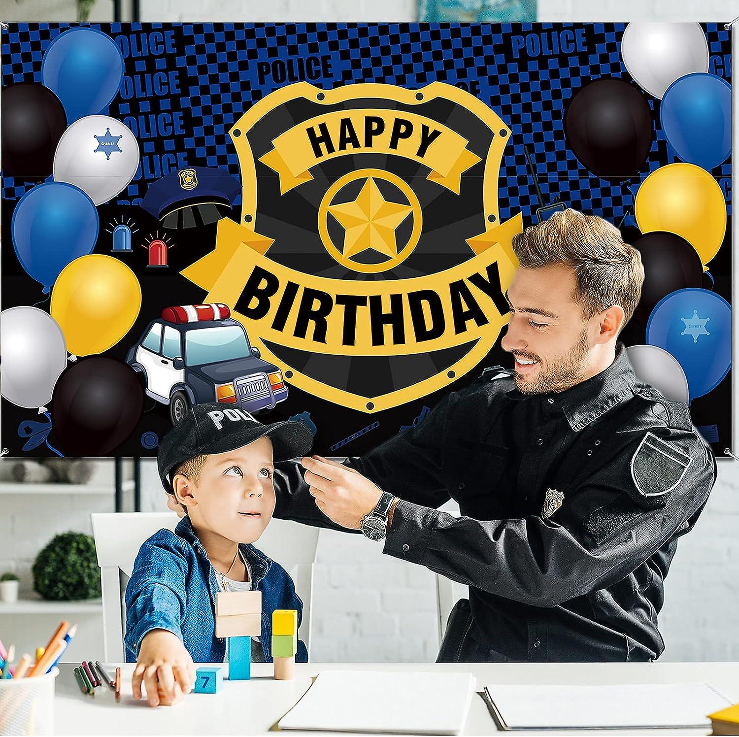 Police Theme Happy Birthday Party Decorations Police Large Badge Banner ...