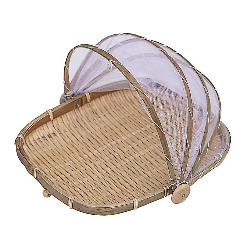 Bamboo Woven Food Fruit Anti Flies Insect Net Mesh Cover Tent Storage ...