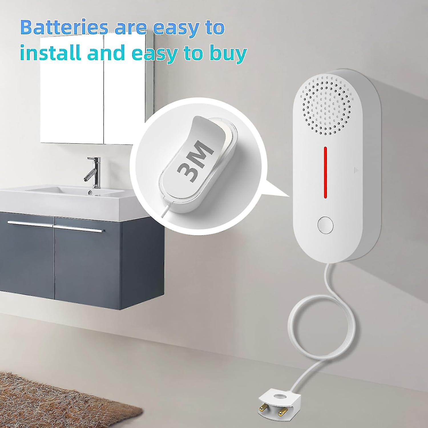 Water Leak Detector WiFi, Low Water Level Alarm, 100dB Loud Water Alarm ...