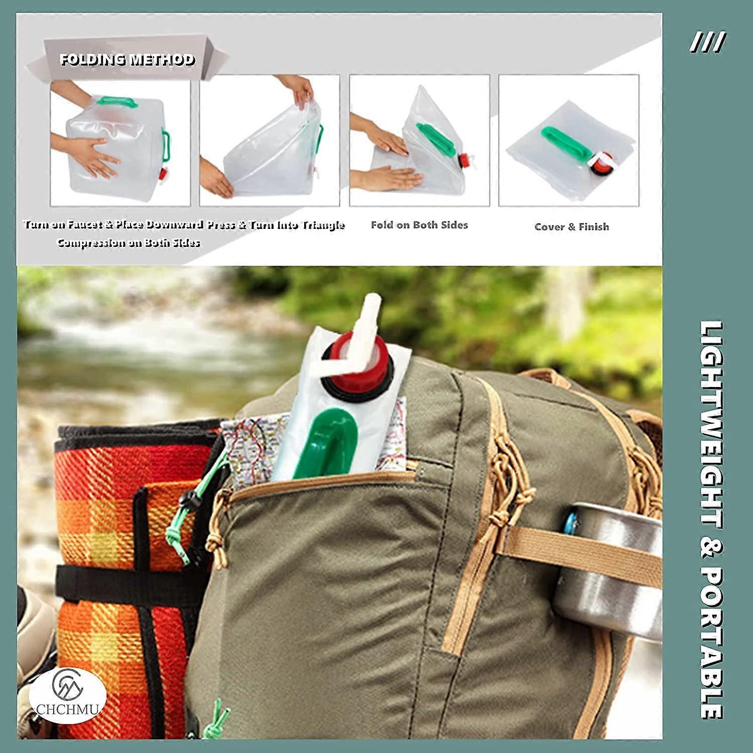 Collapsible Water Container Foldable Water Storage Bag with Spigot, 20 ...