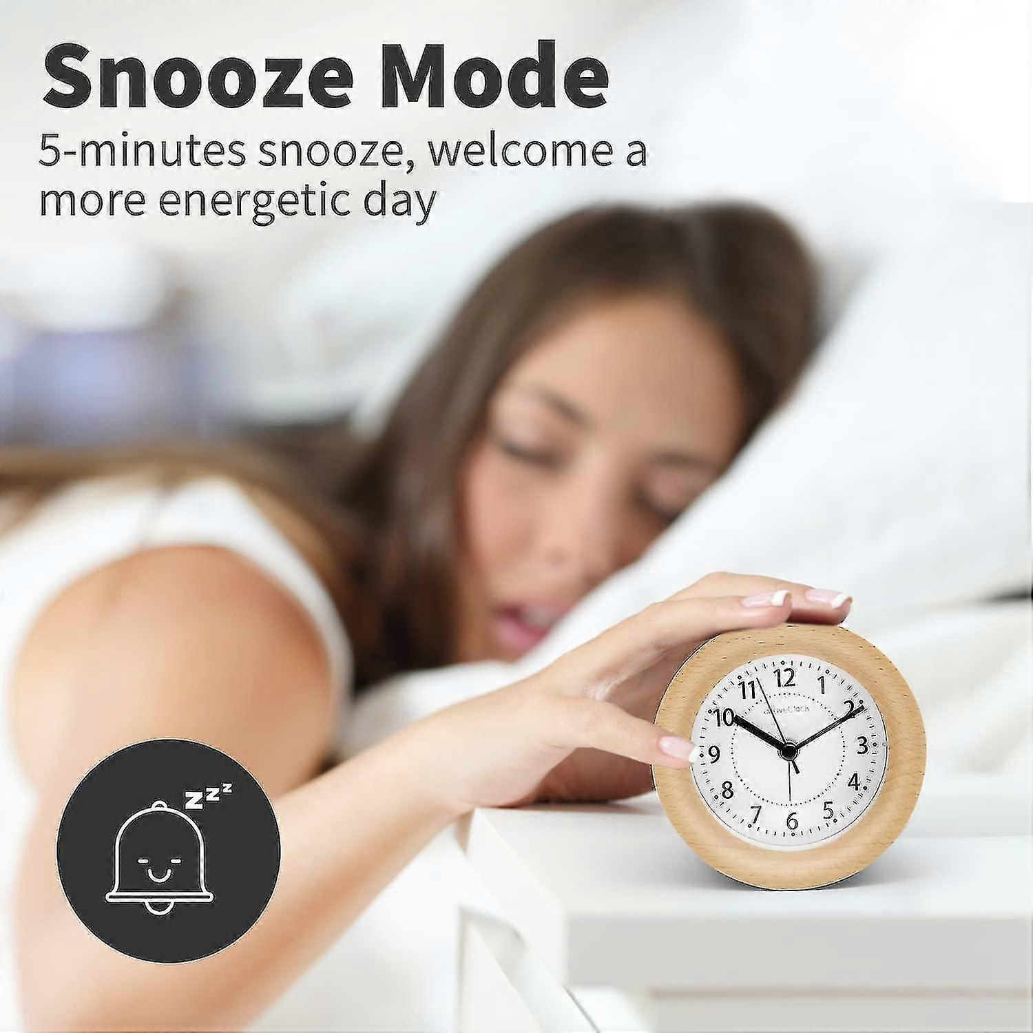 Alarm Clock Analog Without Ticking, Alarm Clock Wood With Snooze ...