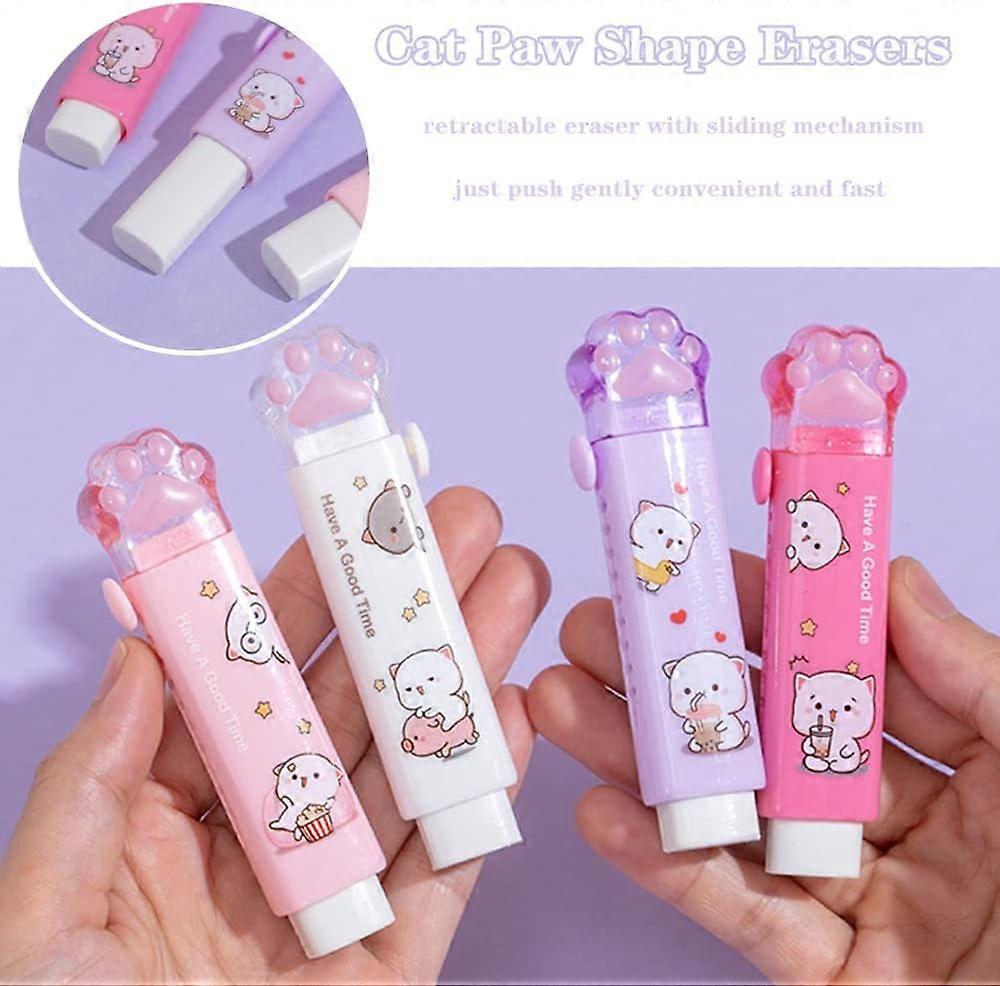 3PCS Cat Paw Eraser Cat Paw Shaped Eraser Retractable Cartoon Eraser ...