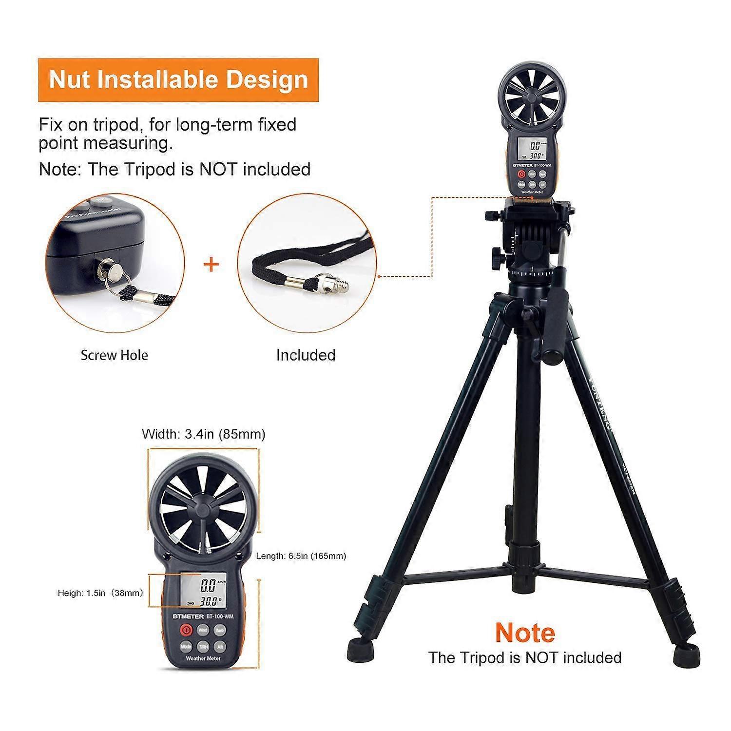 BT-100 Anemometer Handheld Speed Meter CFM Meter Flow Velocity er with ...