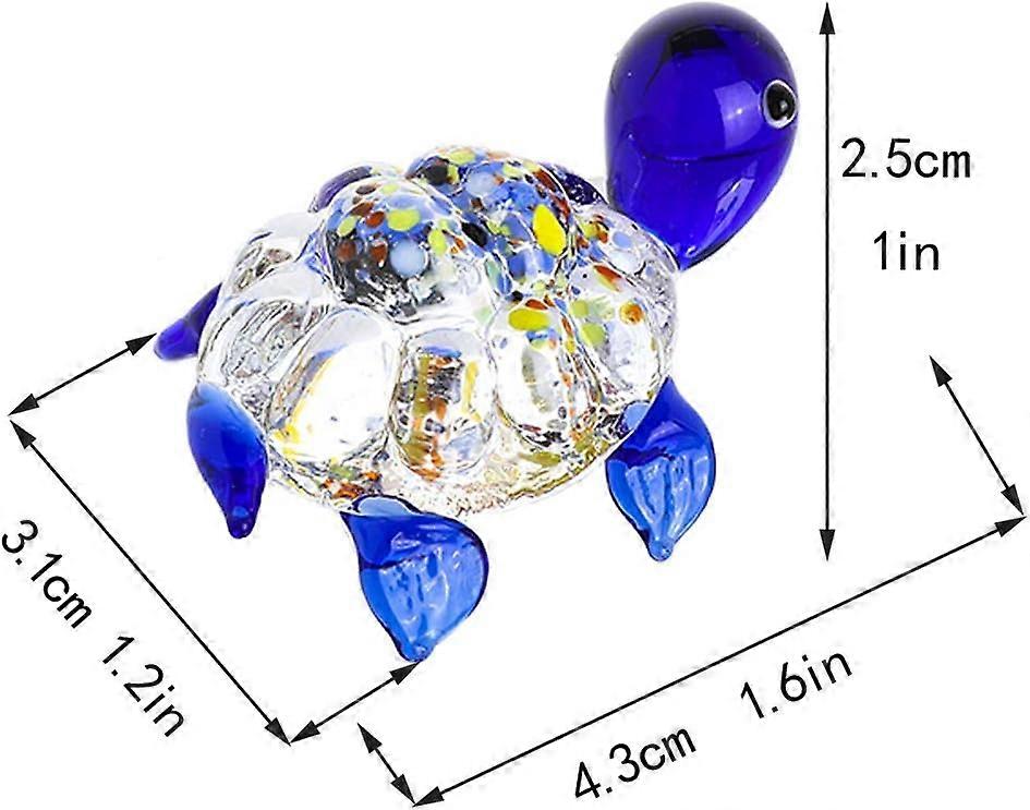 Glass Blown Turtle Figurines Crystal Home Decor Set of 6 Small Animal ...