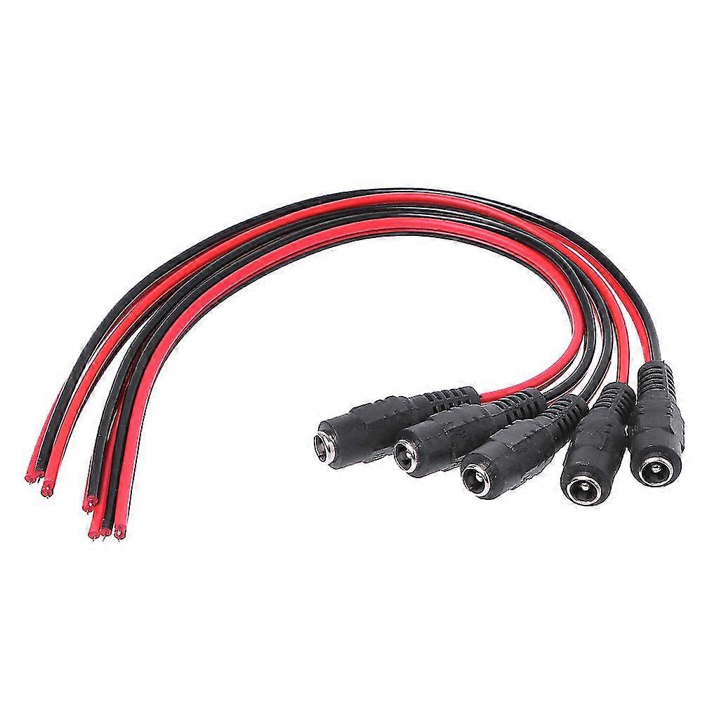 5 Pcs 5.5x2.1mm Female Dc Power Plug Connector Cctv Psu Pigtail Cable ...