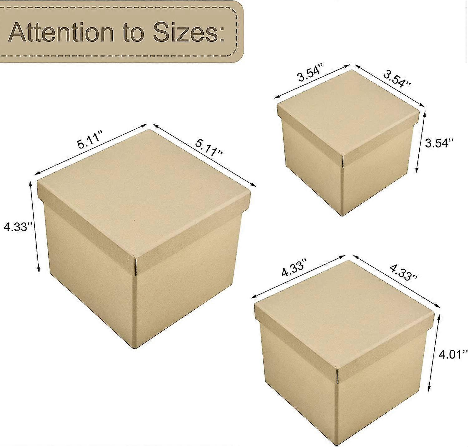 Paper Mache Box, Set Of 3 Square Paper Mache Hat Boxes Kraft Paper ...