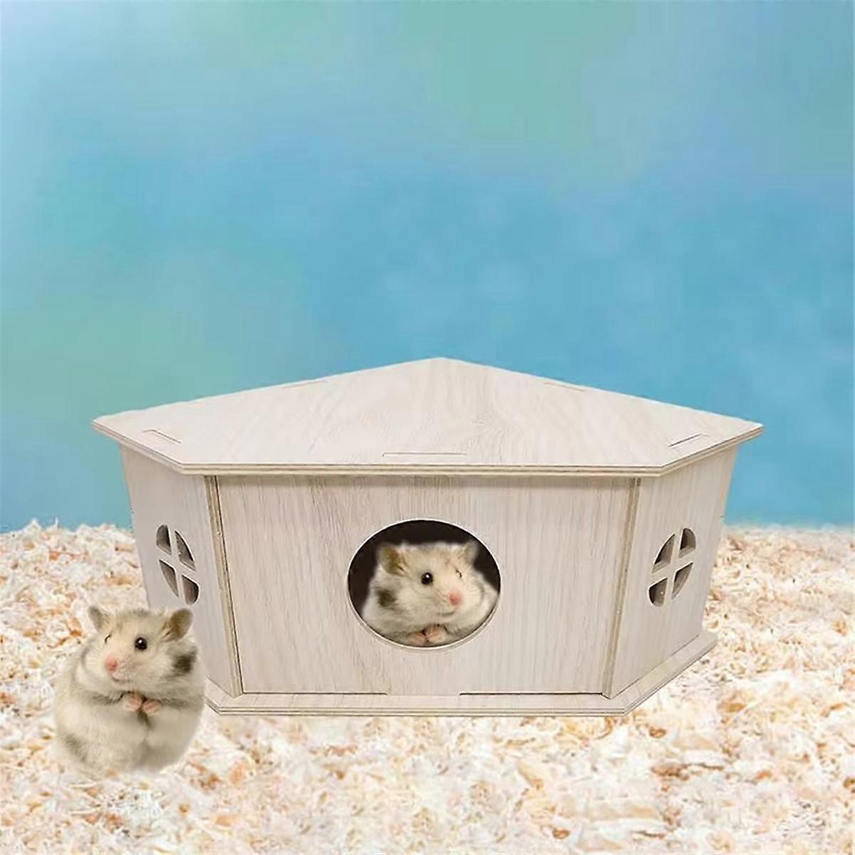 Hedgehog House Small Animal Habitat Wooden Hide Hut Playground Small ...
