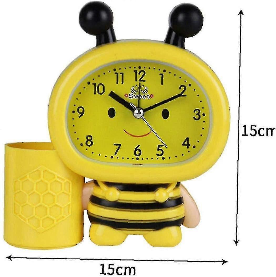Cartoon Bees Alarm Clocks Multi Functional Pen Holder Timepiece For ...