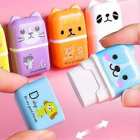 6 Pcs Cute Pencil Eraser, Cartoon Animal Themed Roller Colorful ...