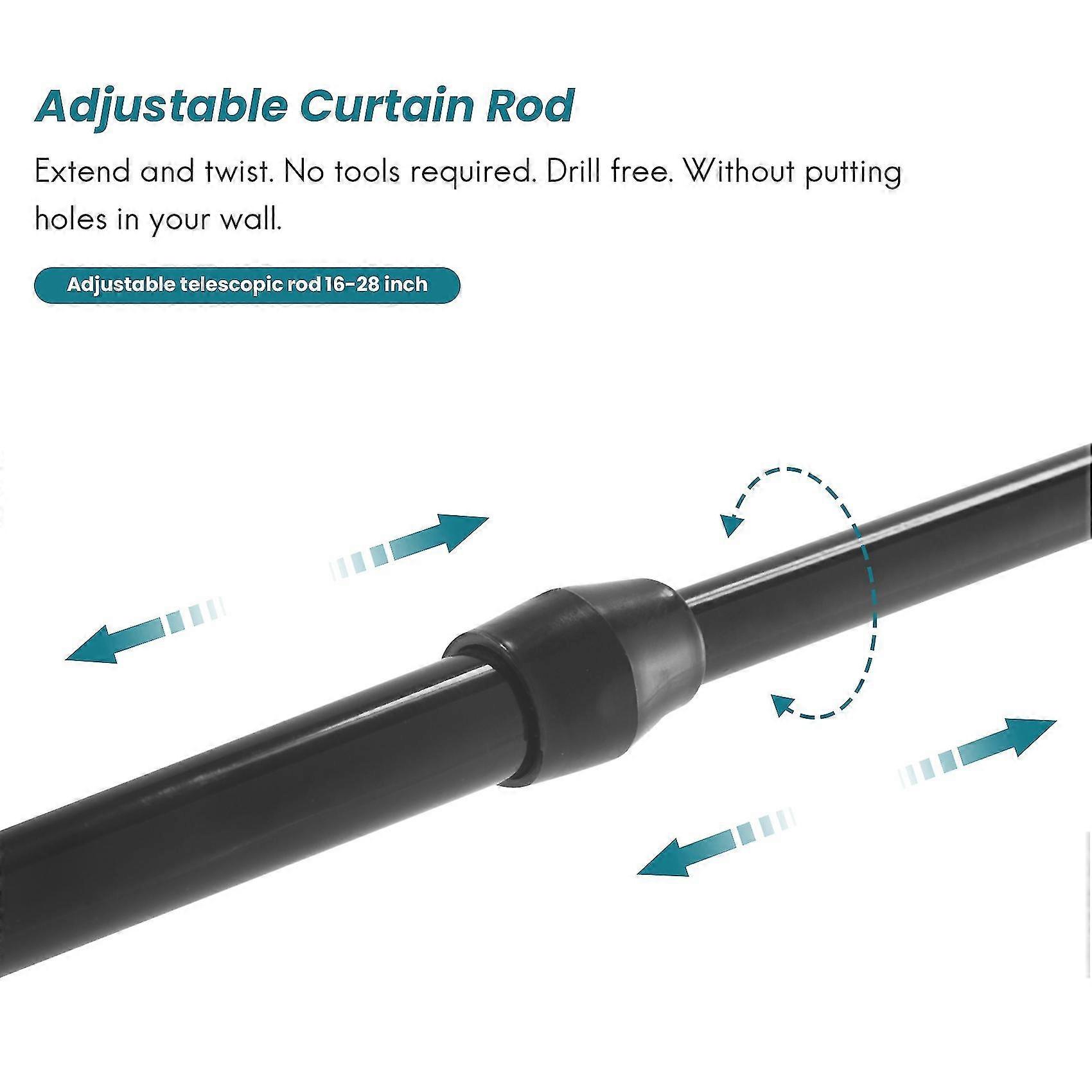 3pcs Curtain Rods 16 To 28 Inch Tension Rod Curtain Rod Adjustable ...