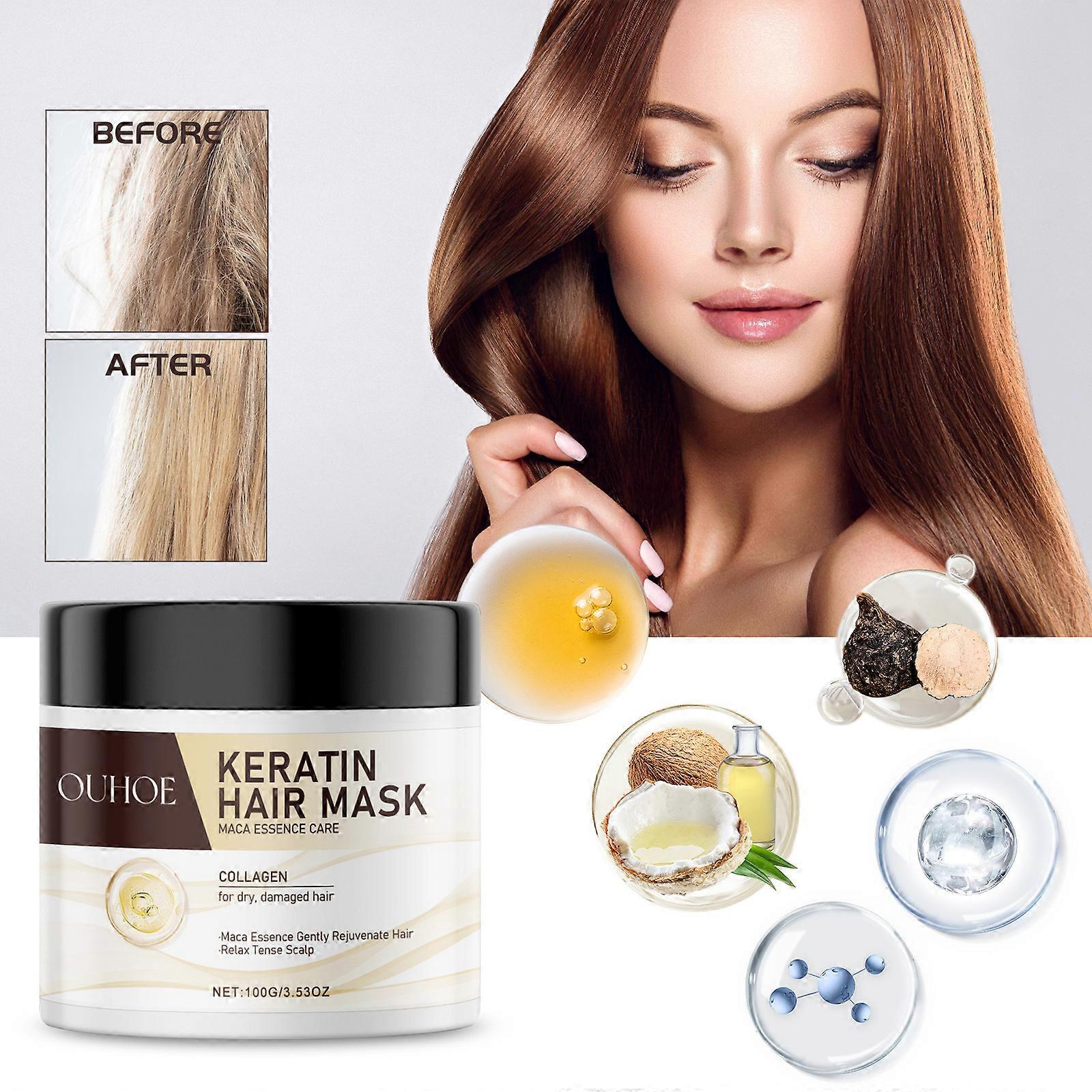 Keratin Hair Mask Deep Conditioner, Collagen Hair Treatment Deep Repair Conditioning, Collagen ...
