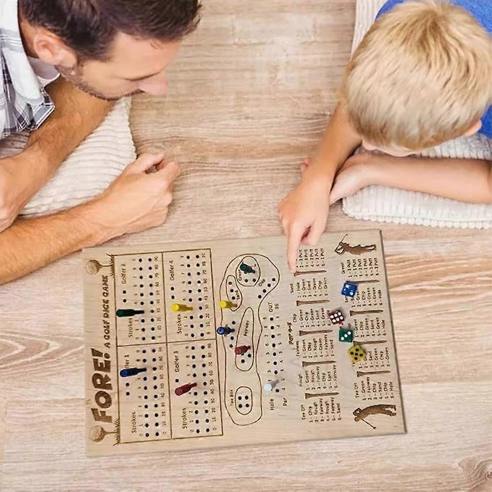 Fore! A Golf Dice Board Game,Wood Tabletop Golf Dice Game for Home ...