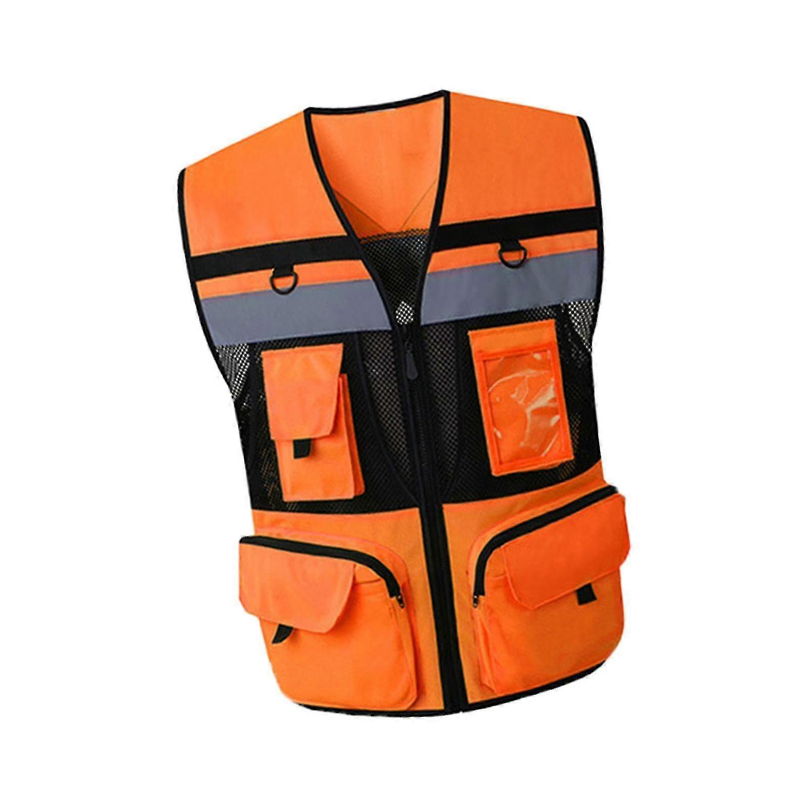 Reflective Vest Lightweight With Pockets And Zipper Work Vest For ...