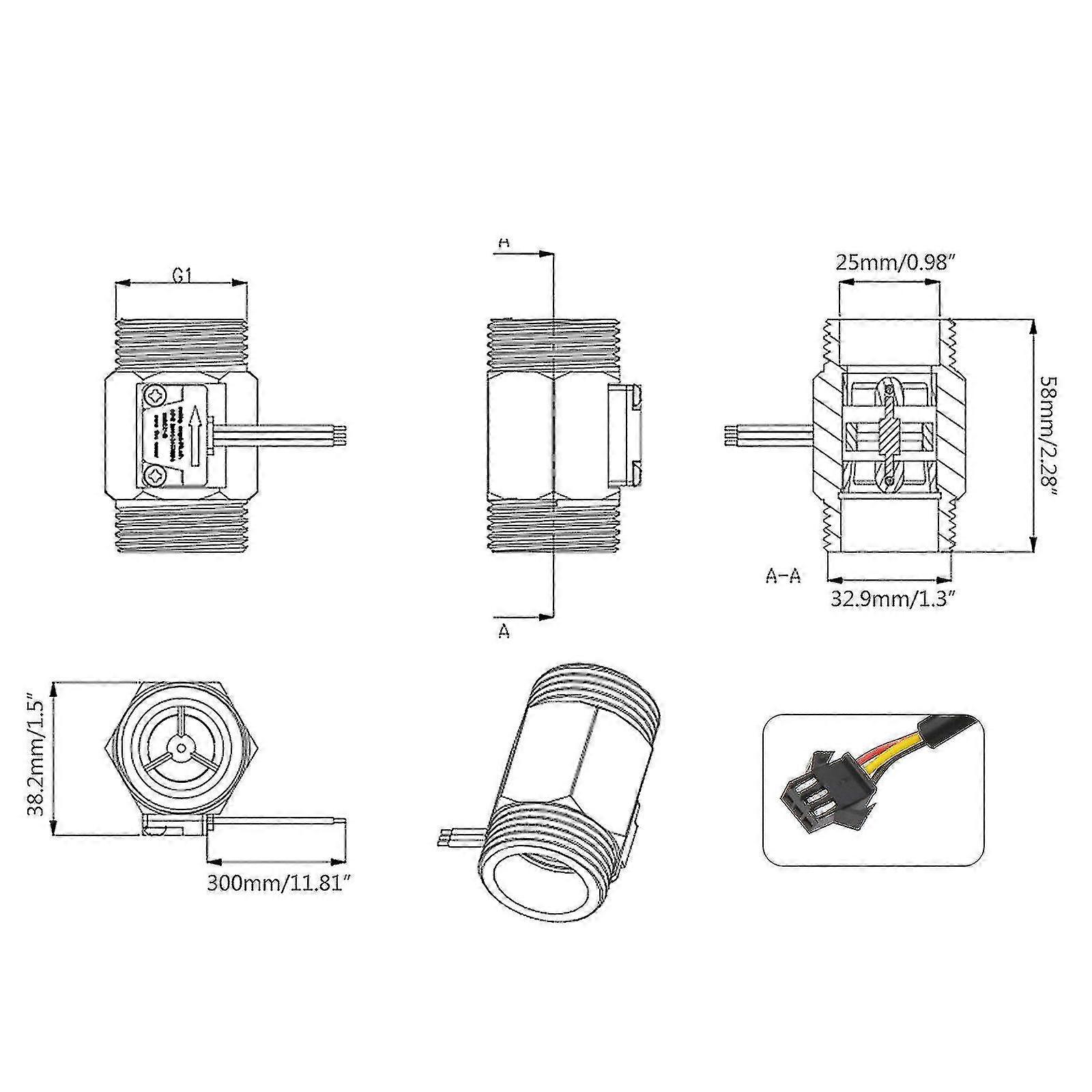 Upgrade Quality Brass Water Flow Switch 1 Inch Water Flow Sensor 2-50l ...