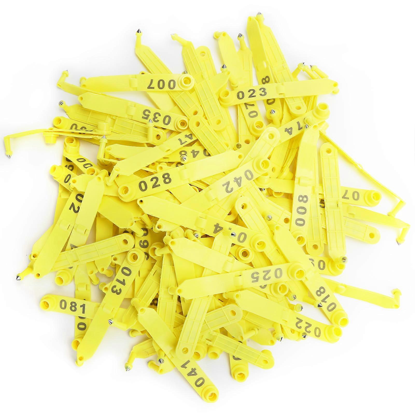 Sheep Ear Tags for Animal Identification 100Pcs Double Folded Yellow ...