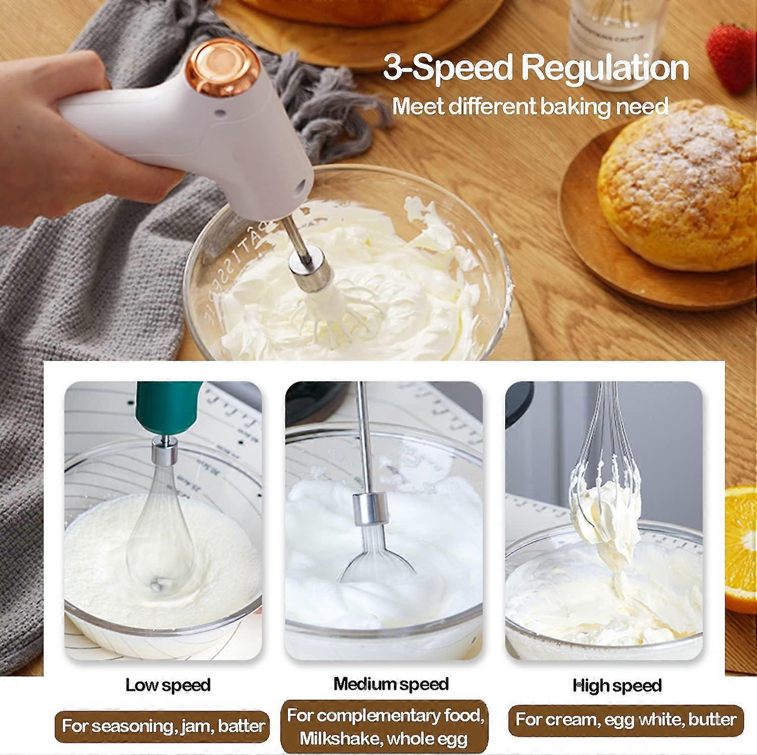 Electric Hand Whisk, USB Rechargeable, Egg Beater with 2 Detachable ...