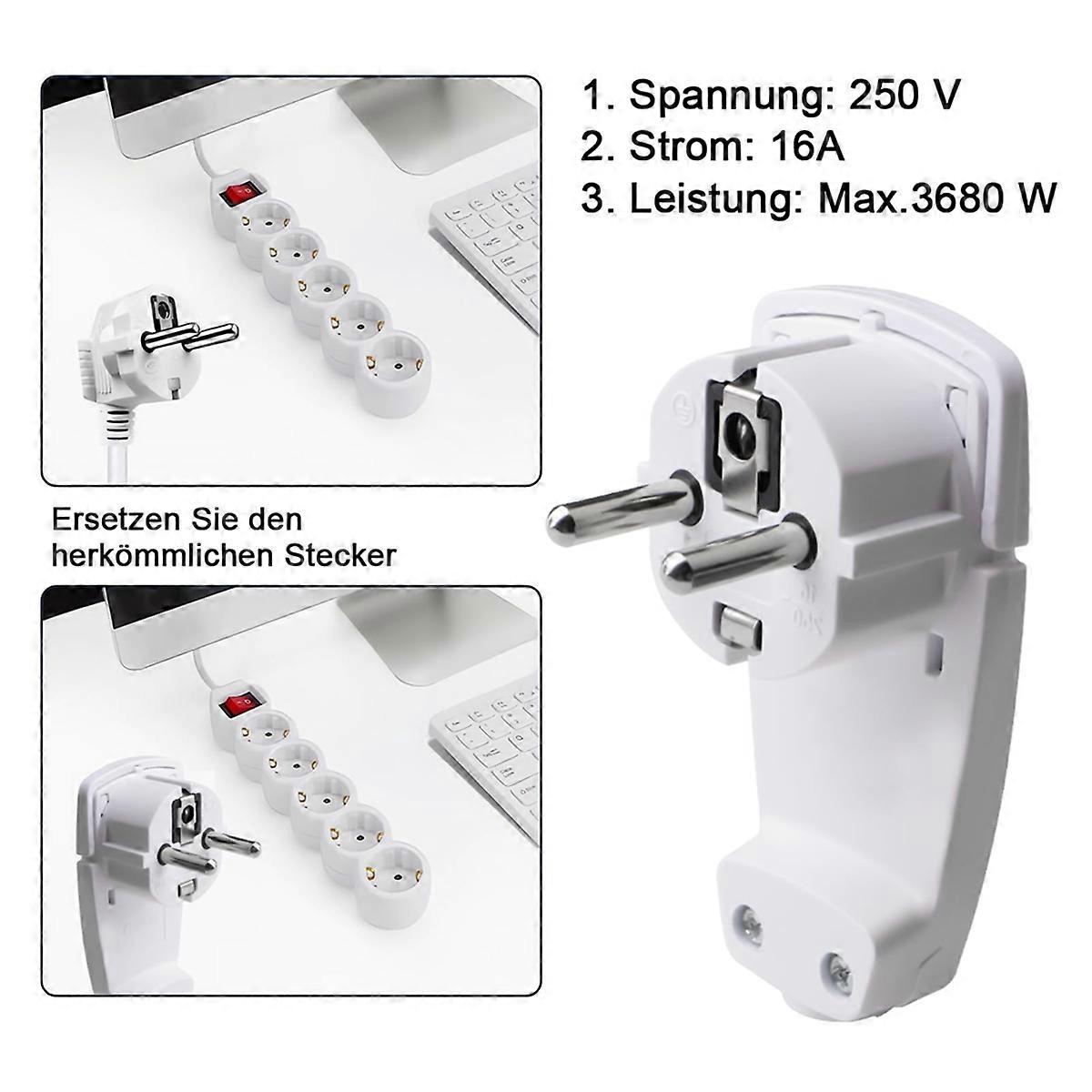 3Pcs Schuko Angled Plug Flat, Schuko Flat Plug 250 V (16 A), Schuko ...