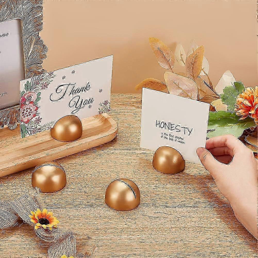 20Pcs Round Table Number Stands Golden Wood Memo Photo Stand 1.5mm Slot ...