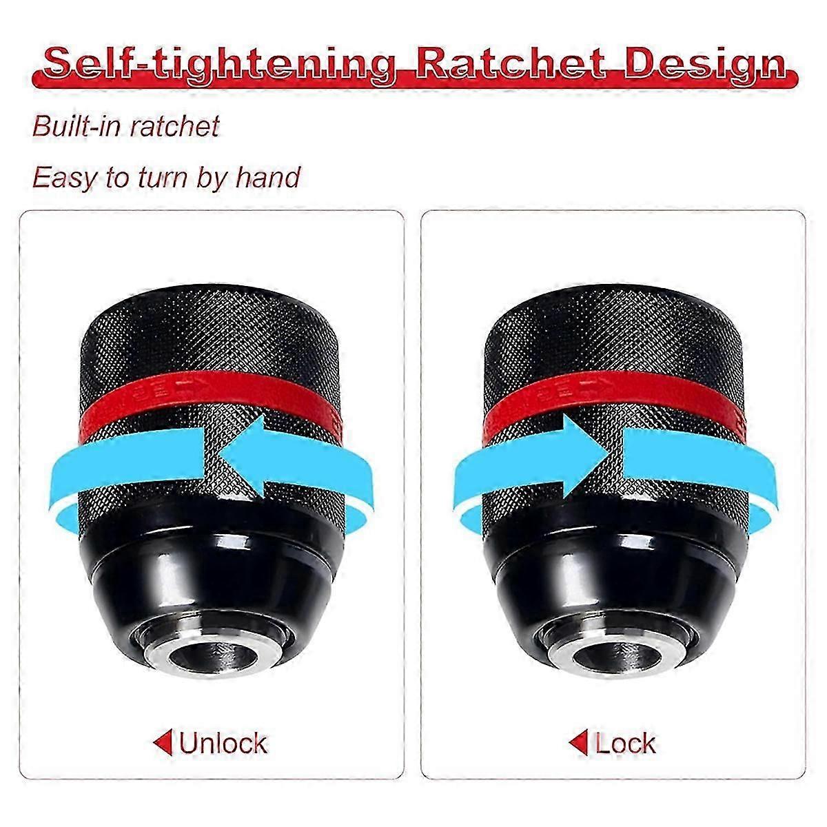 Keyless Drill Chuck for Milwaukee, 1/2-20UNF Mount, 1.5-13mm Self-Tighten, with SDS-Plus & Hex ...